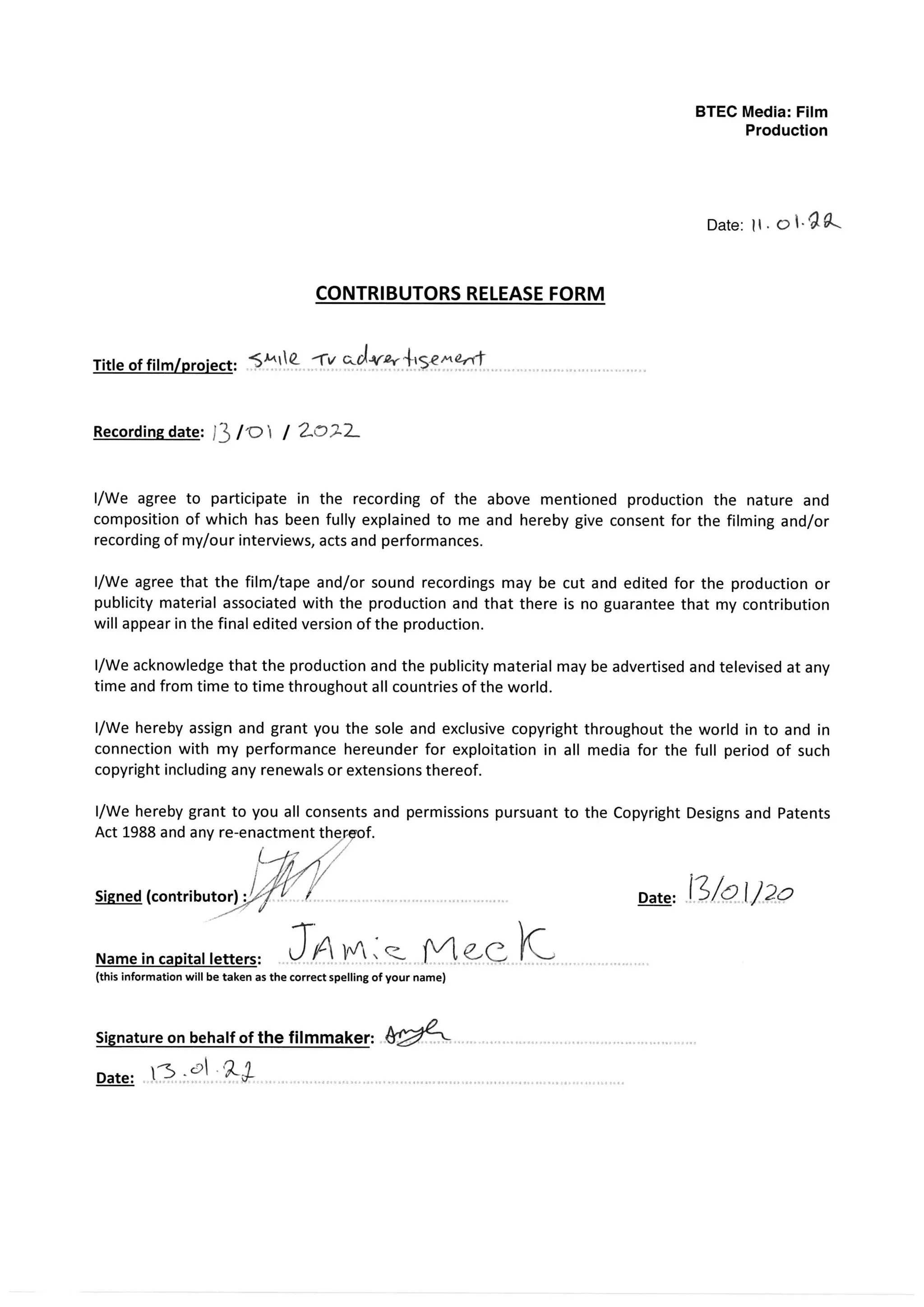 Smile paperwork | PDF