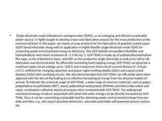 single electrode nanogenerator witha high performance | PPT