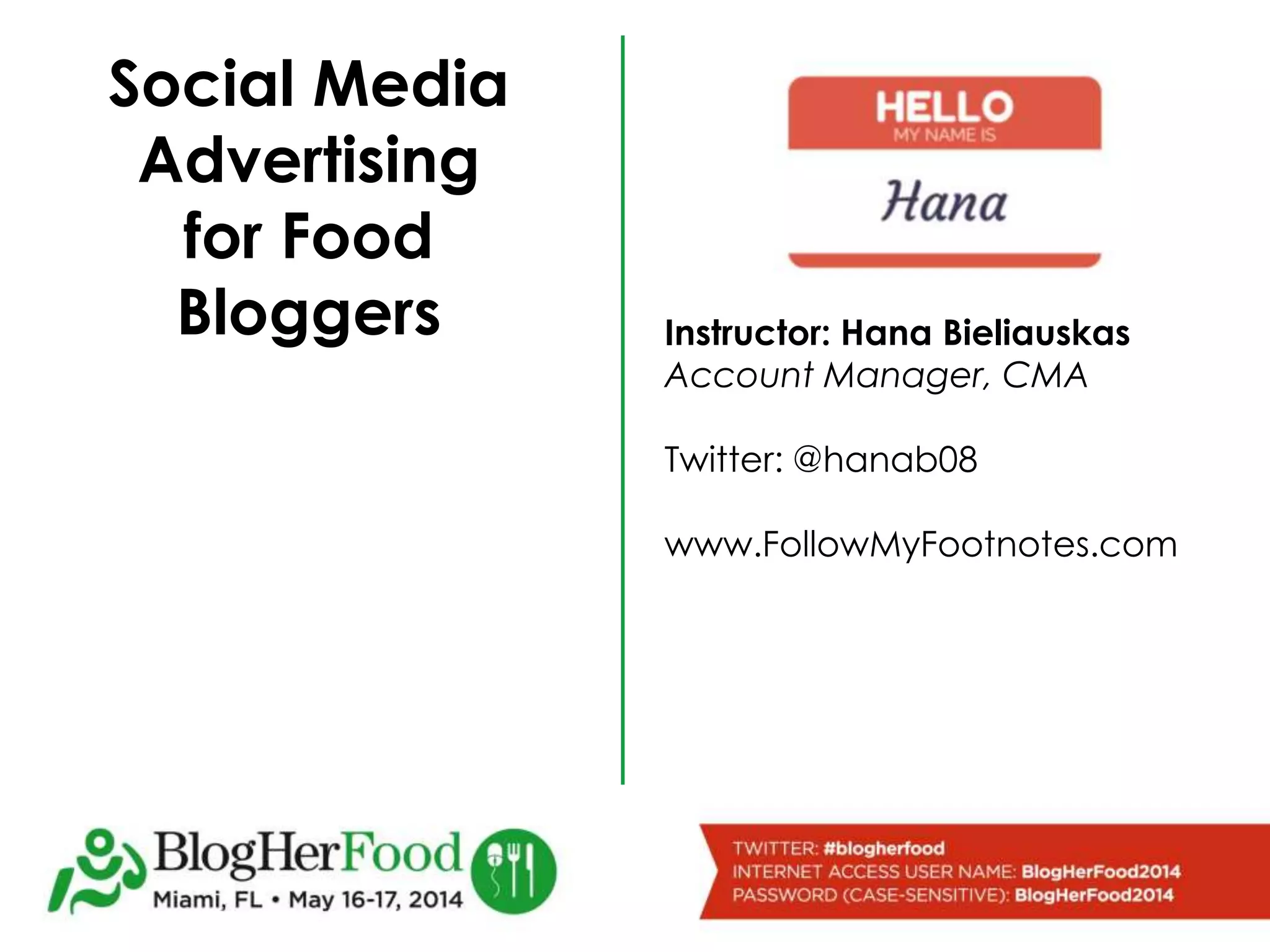 Social Media Advertising for Food Bloggers | PPTX