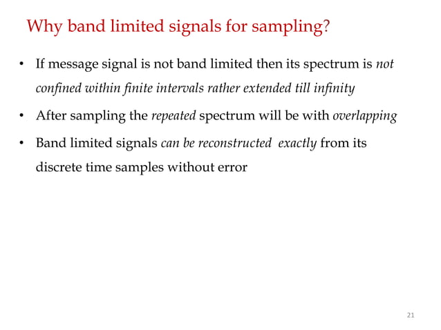 Sampling Theorem and Band Limited Signals | PPTX