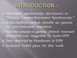 mossbauer spectroscopy | PPTX