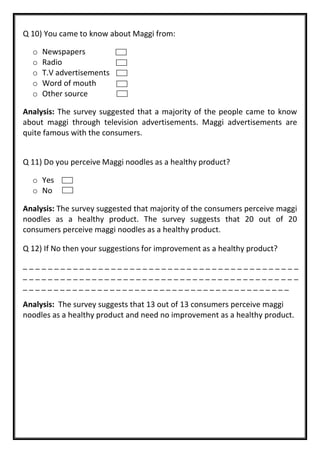 Smit b tech 1st year assignment of communication skills on market survey report on maggi | PDF