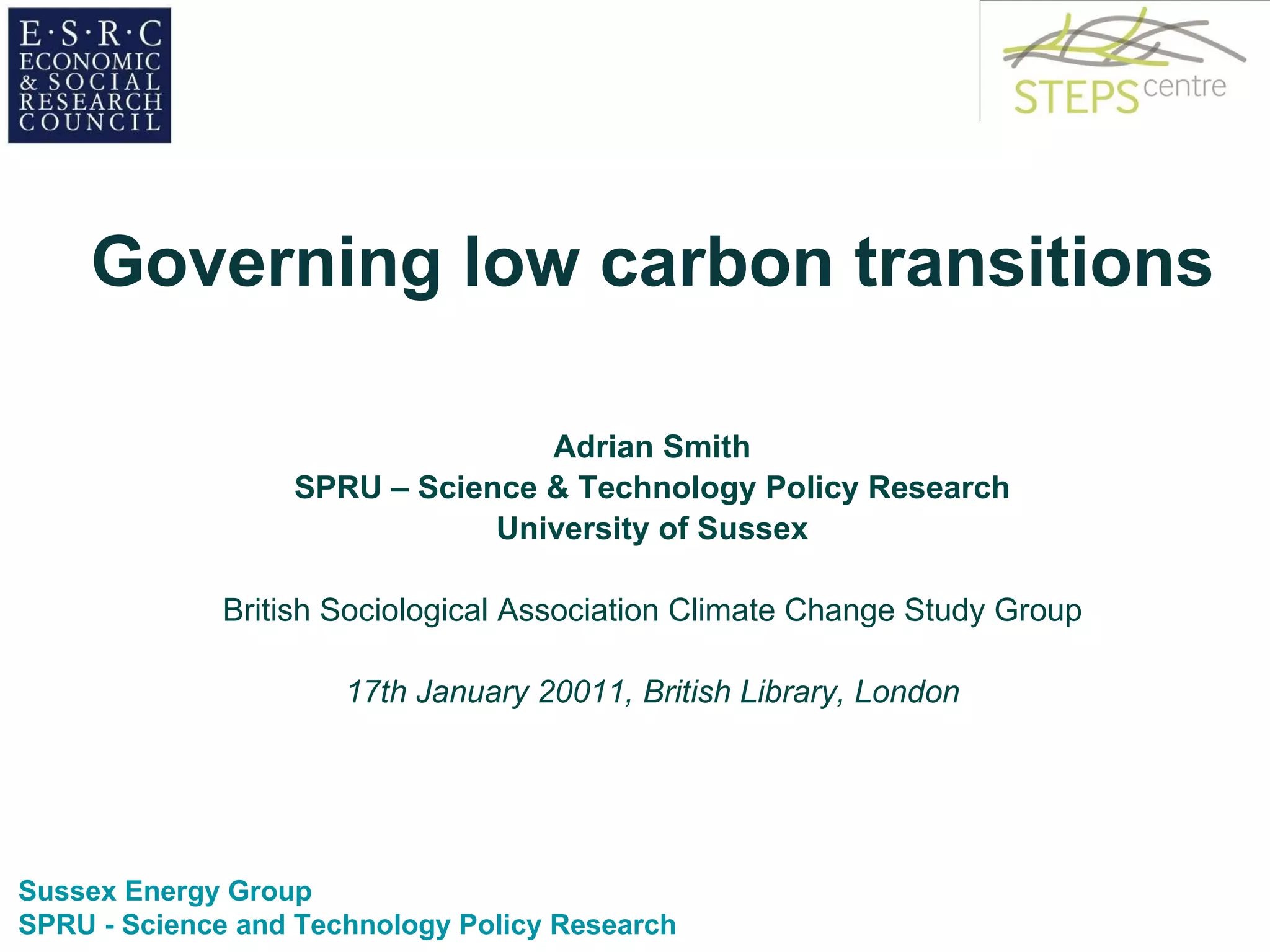 Governing low carbon transitions | PPT