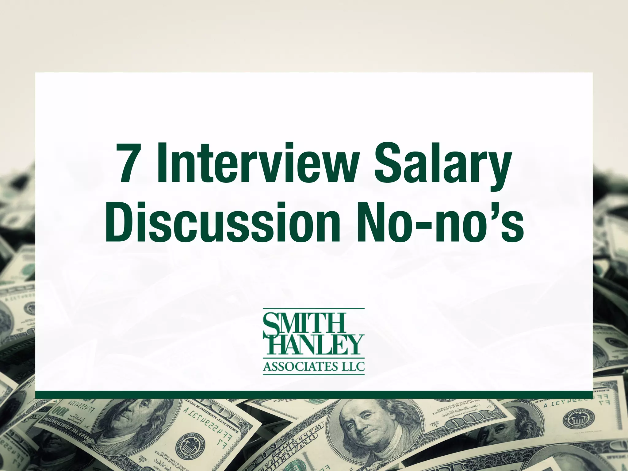 7 Interview Salary Discussion No-No's | PDF
