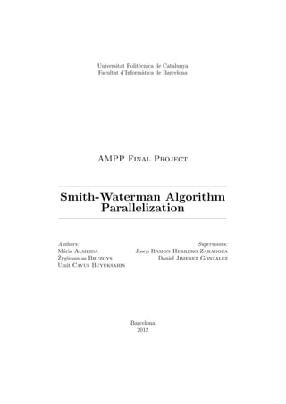 Smith waterman algorithm parallelization | PDF | Computer Software and ...