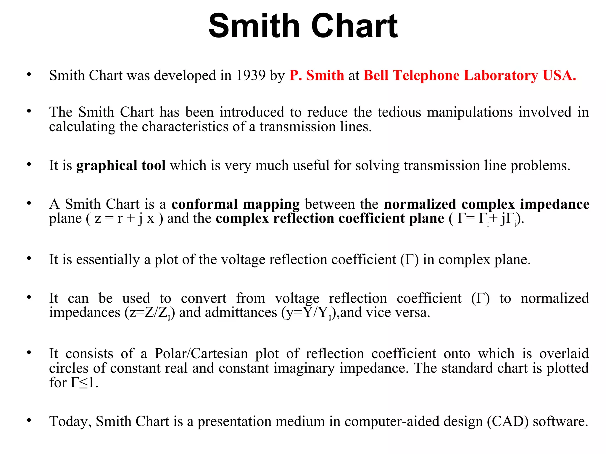 Smith chart:A graphical representation. | PPT