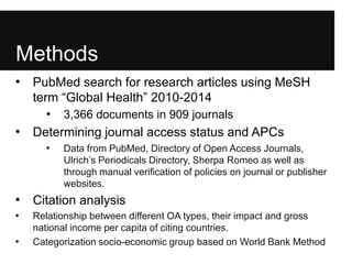 Access to global health research: Prevalence and cost of open access | PDF