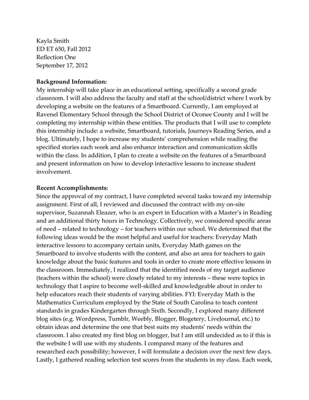 Internship Reflection One | PDF | Free Download