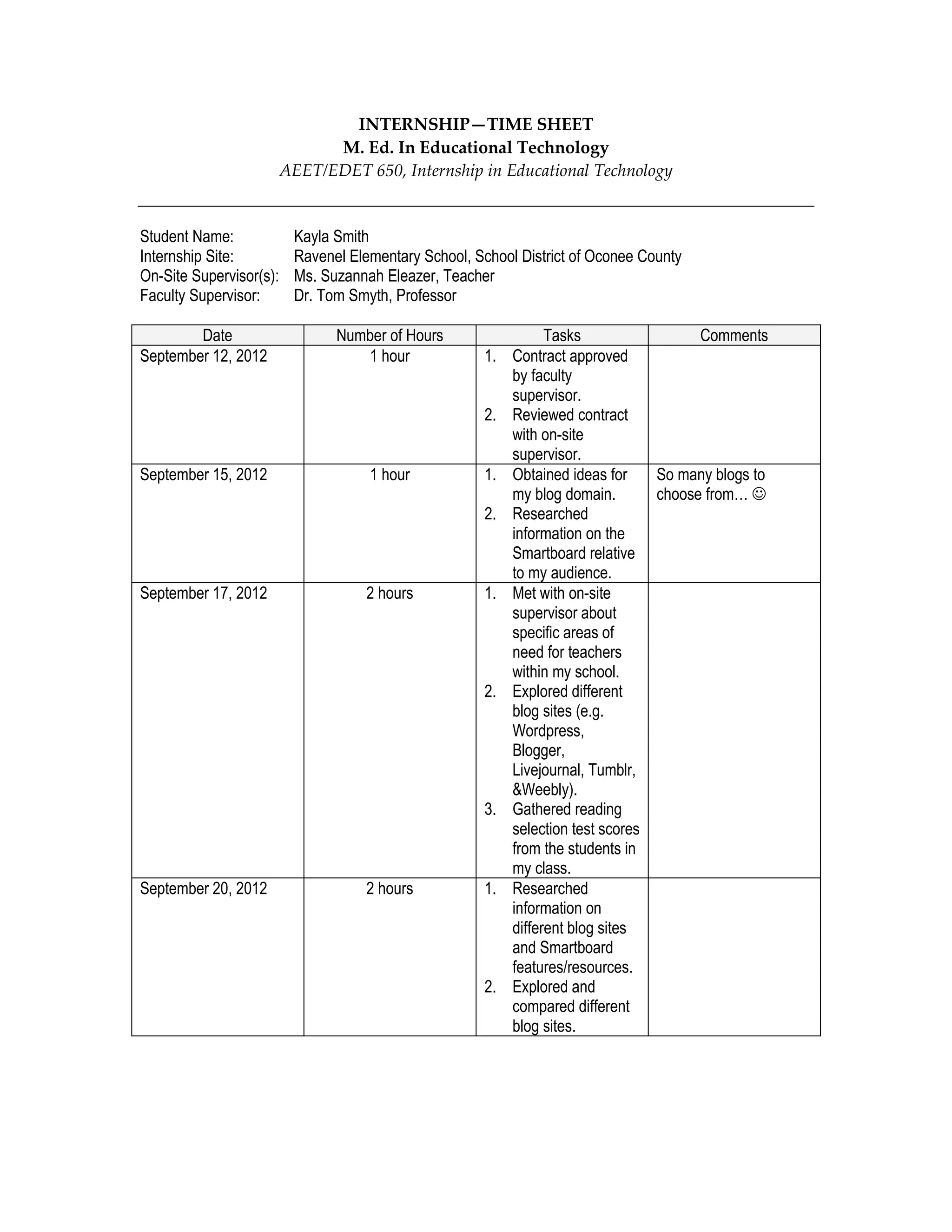 Internship Timesheet | PDF