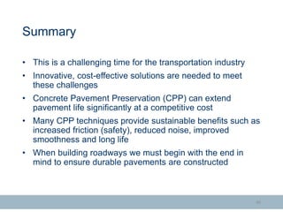 Proper Maintenance for the Long Life of Concrete Pavements | PPTX
