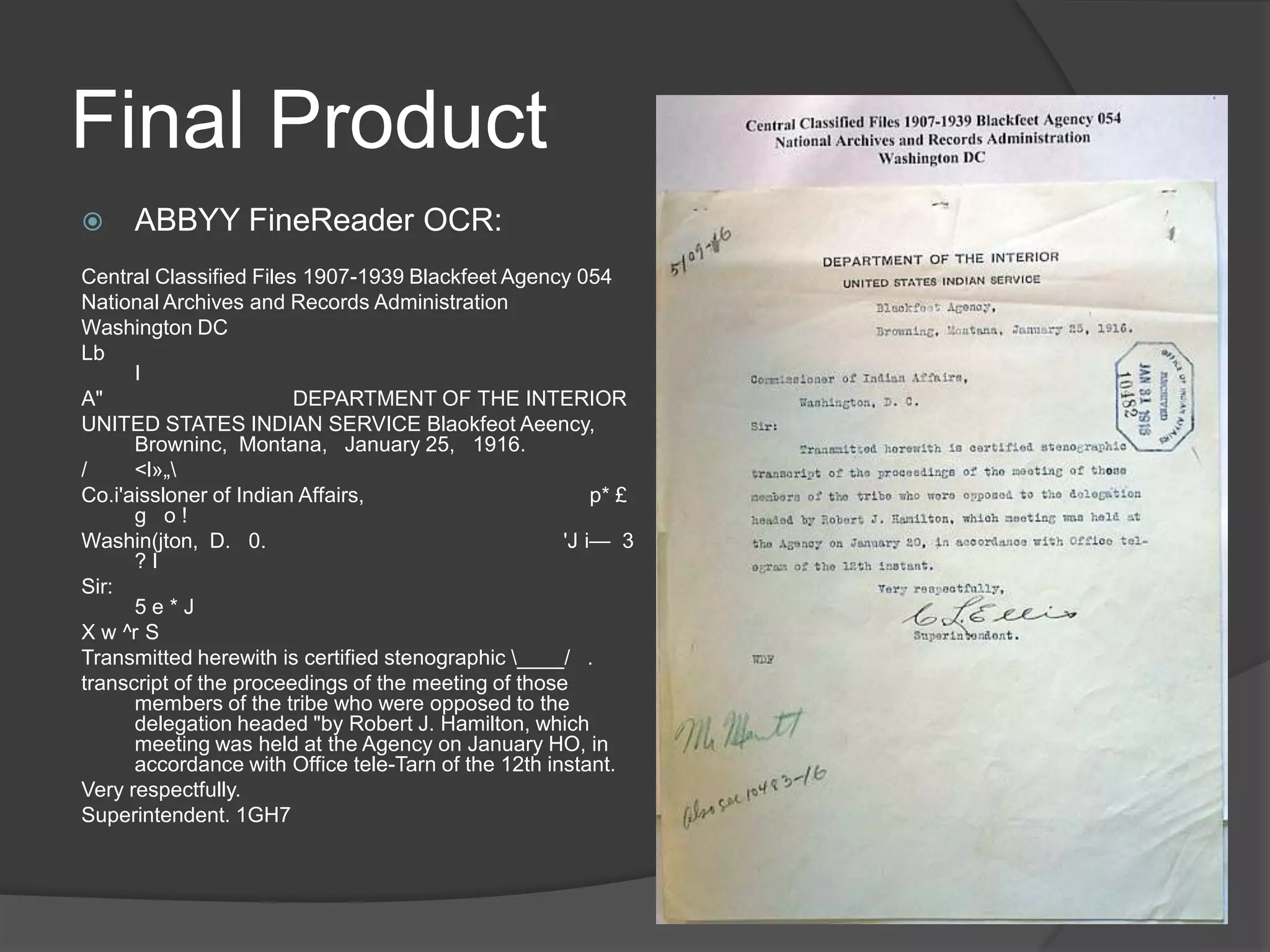 University of Montana Digitization at the National Archives | PPT