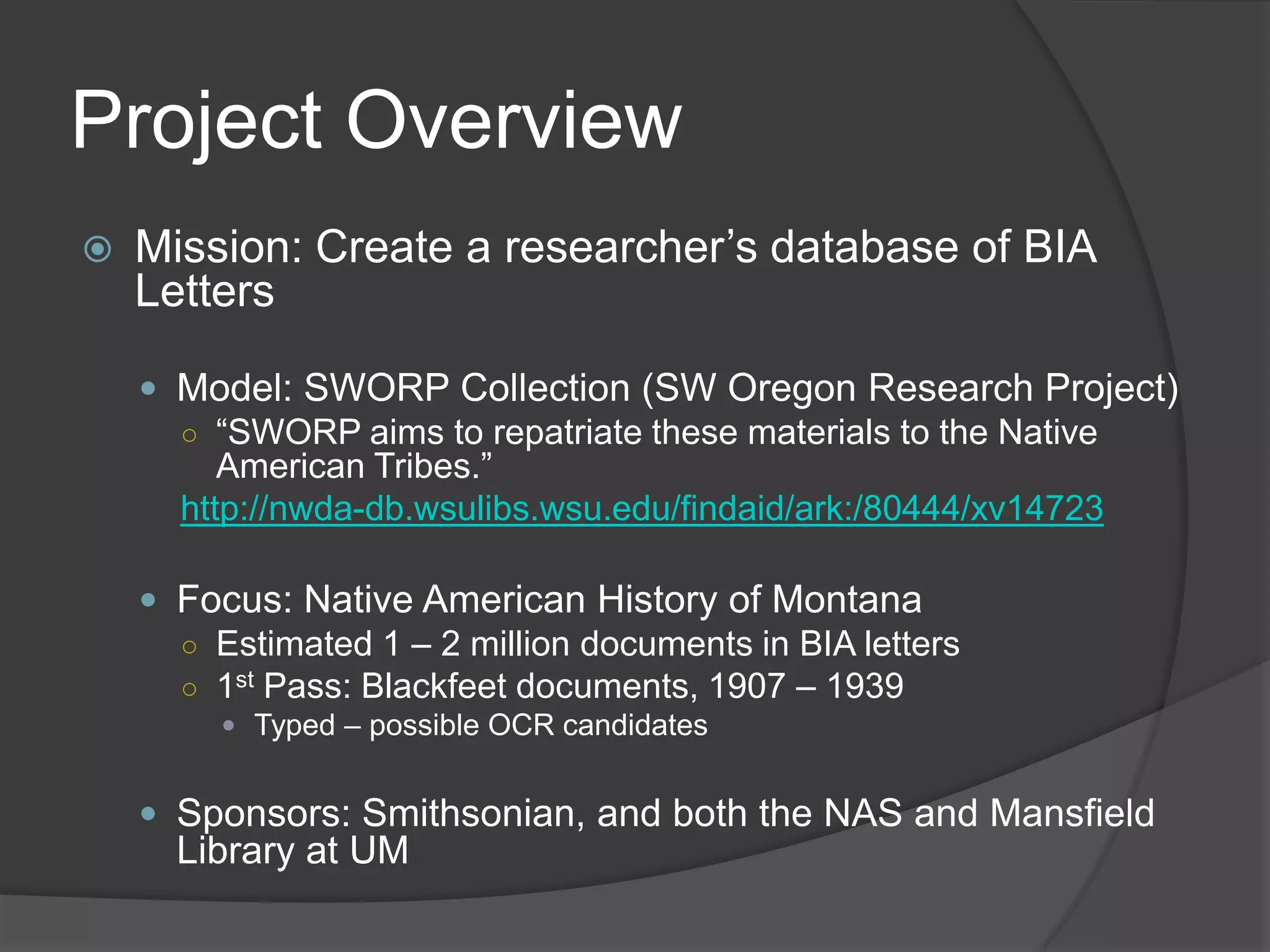 University of Montana Digitization at the National Archives | PPTX