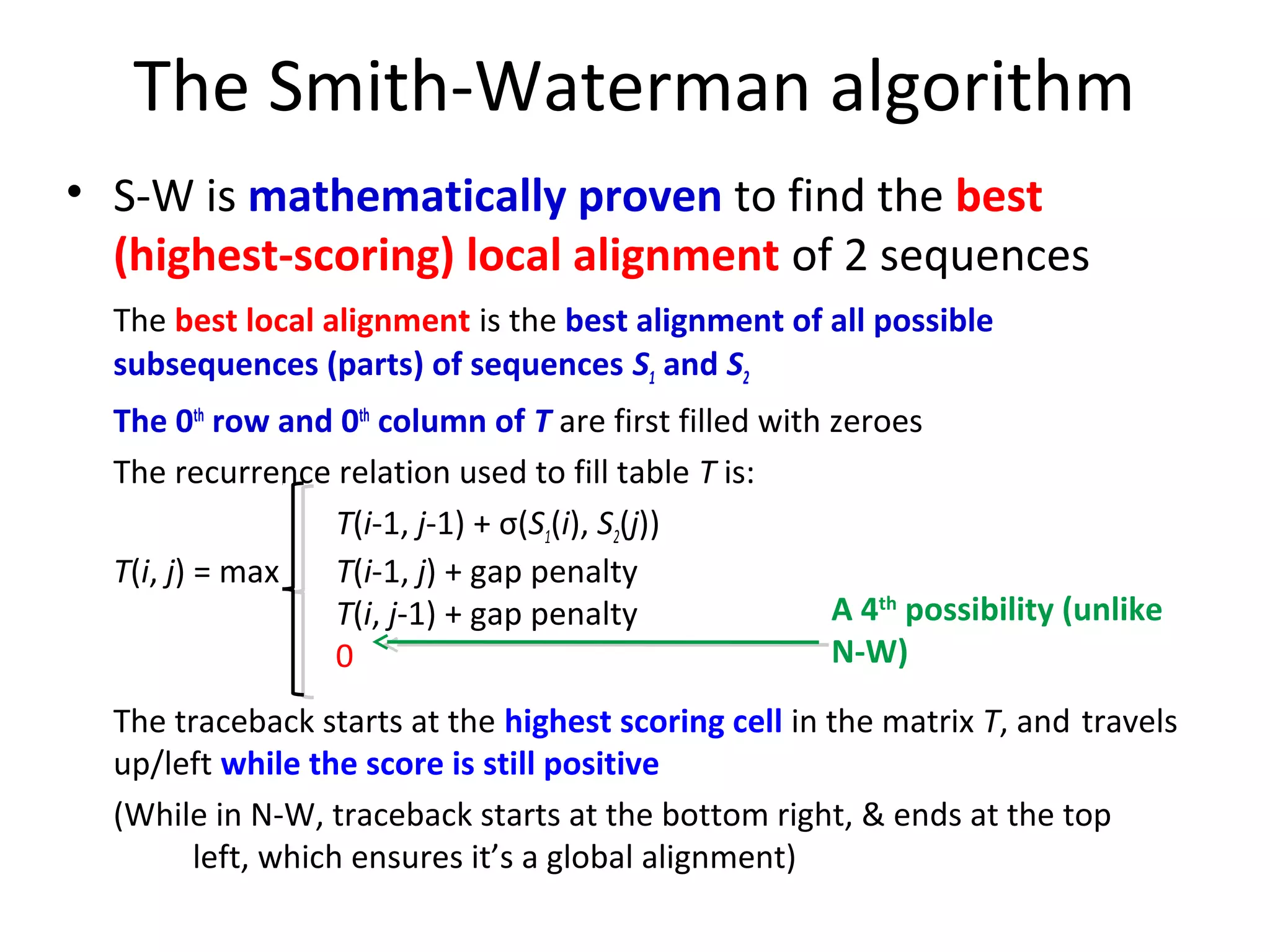 The Smith Waterman Algorithm Ppt