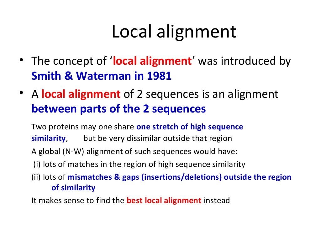 The Smith Waterman Algorithm 