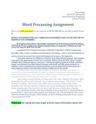 Word Processing Assignment | DOC