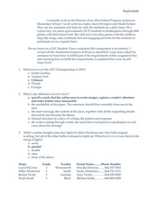 Word Processing Assignment | DOC