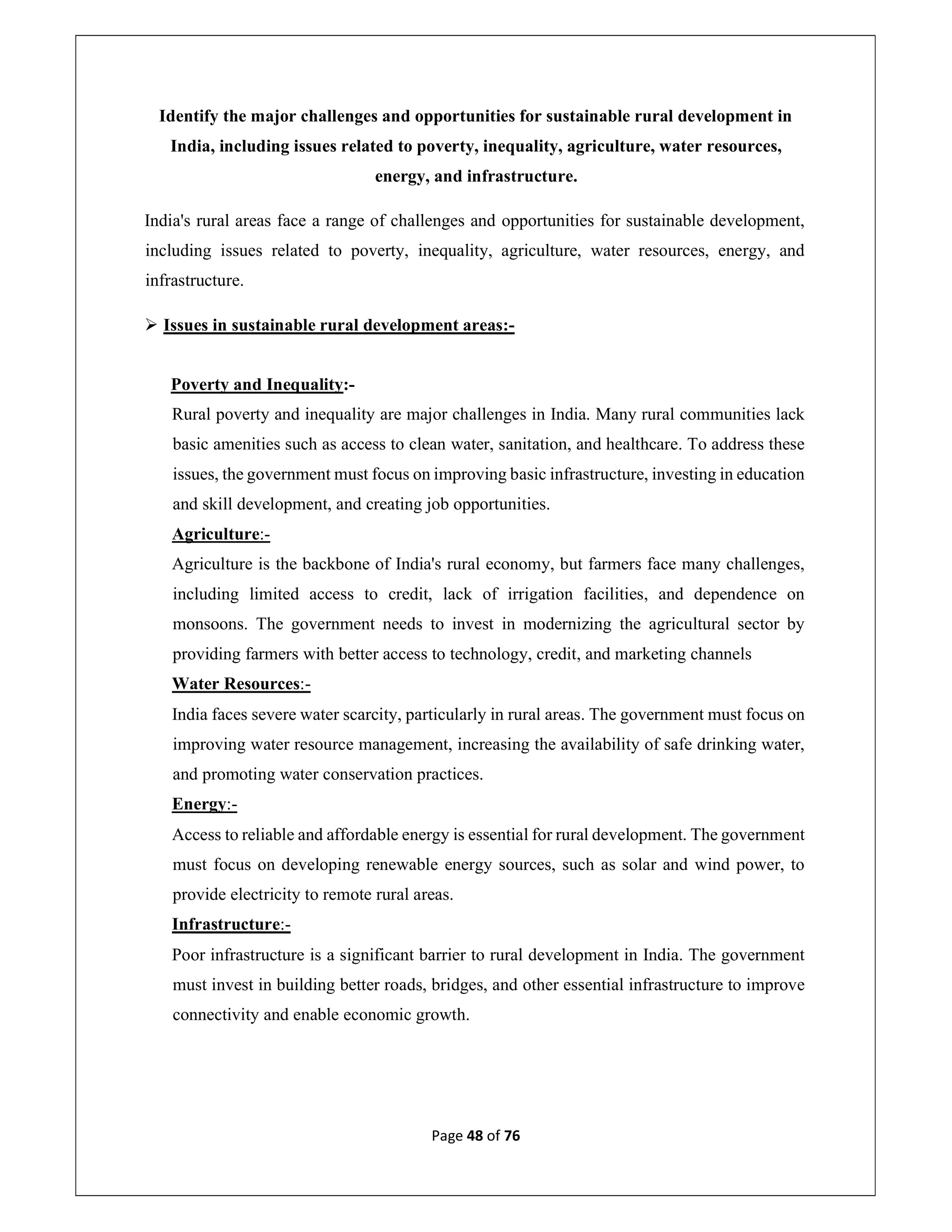 “A STUDY OF SUSTAINABLE RURAL DEVELOPMENT IN INDIA | PDF