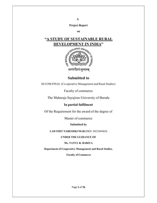 “A STUDY OF SUSTAINABLE RURAL DEVELOPMENT IN INDIA | PDF