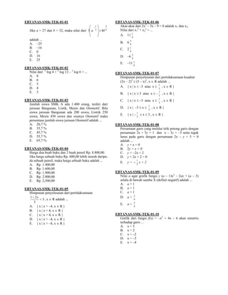 UN Matematika SMK tek-2001 | PDF