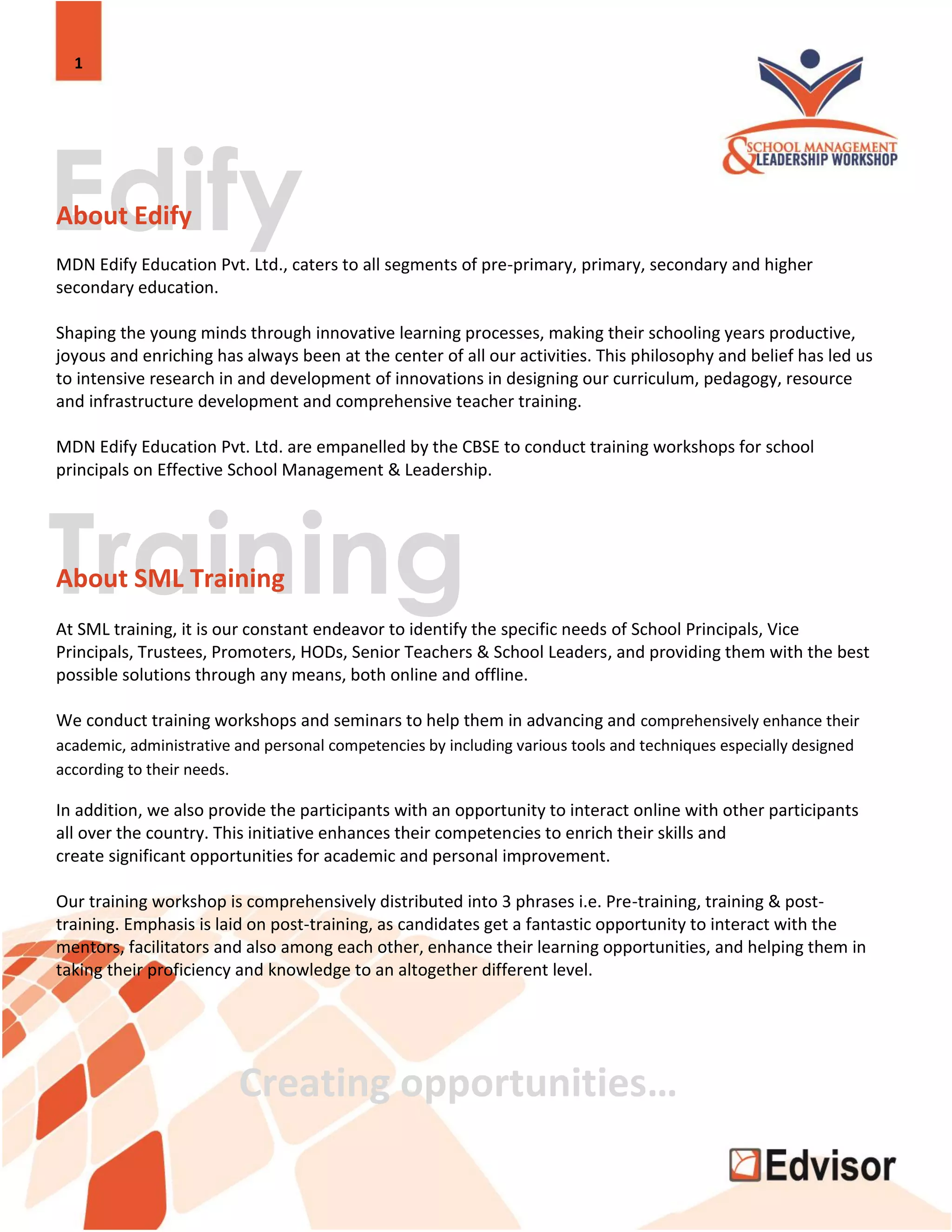 Training Workshop For School Principals & Leaders by CBSE | PDF