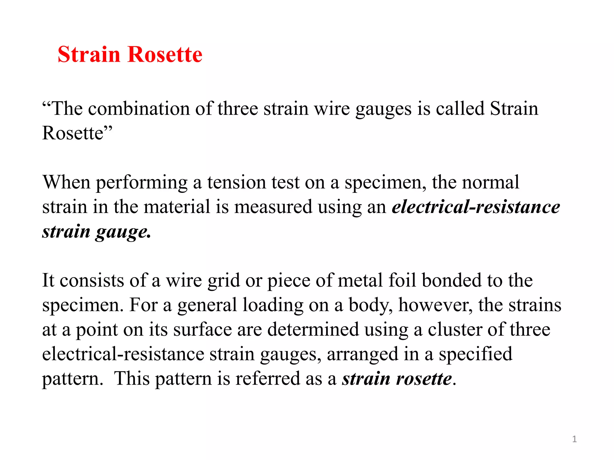 Structural Mechanics - lec 5 - Strain Rosette | PPTX