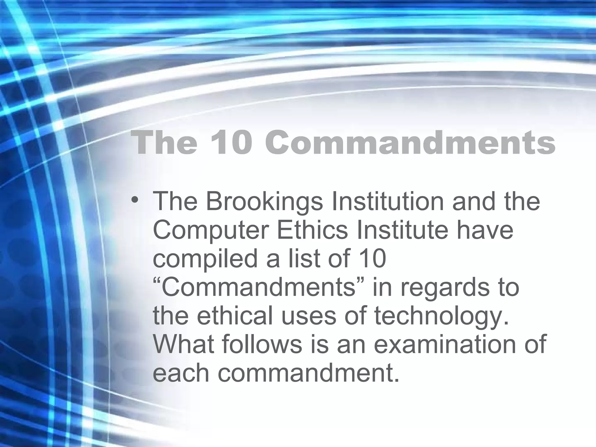 The 10 Commandments of Computer Ethics | PPT