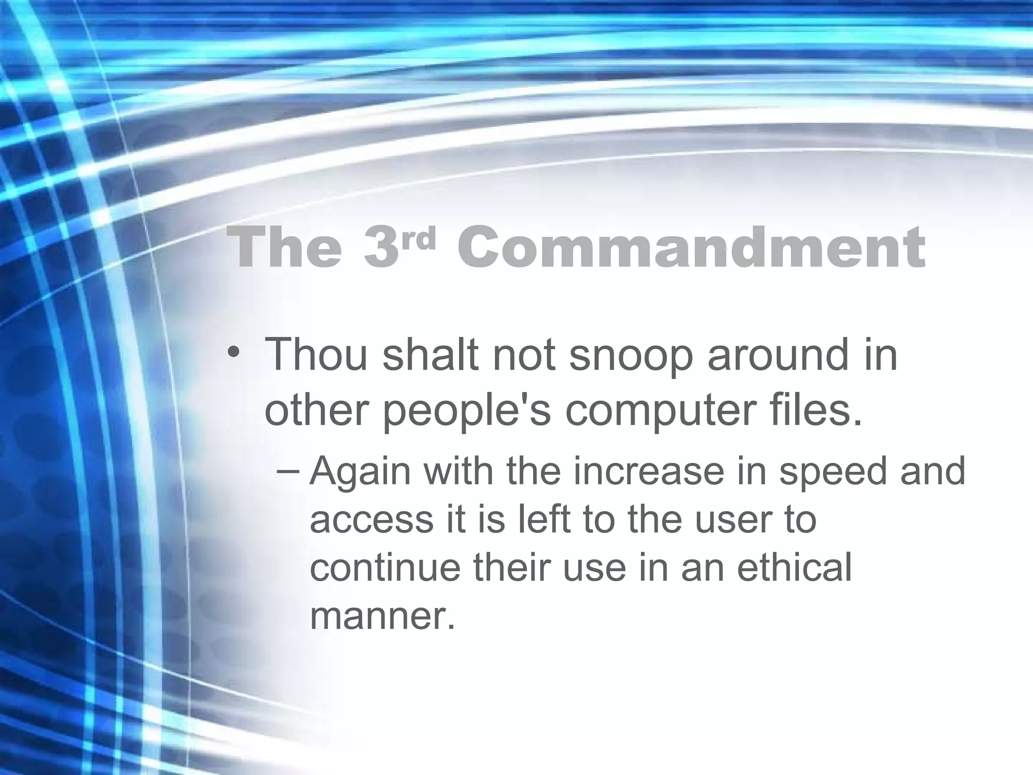The 10 Commandments of Computer Ethics | PPT