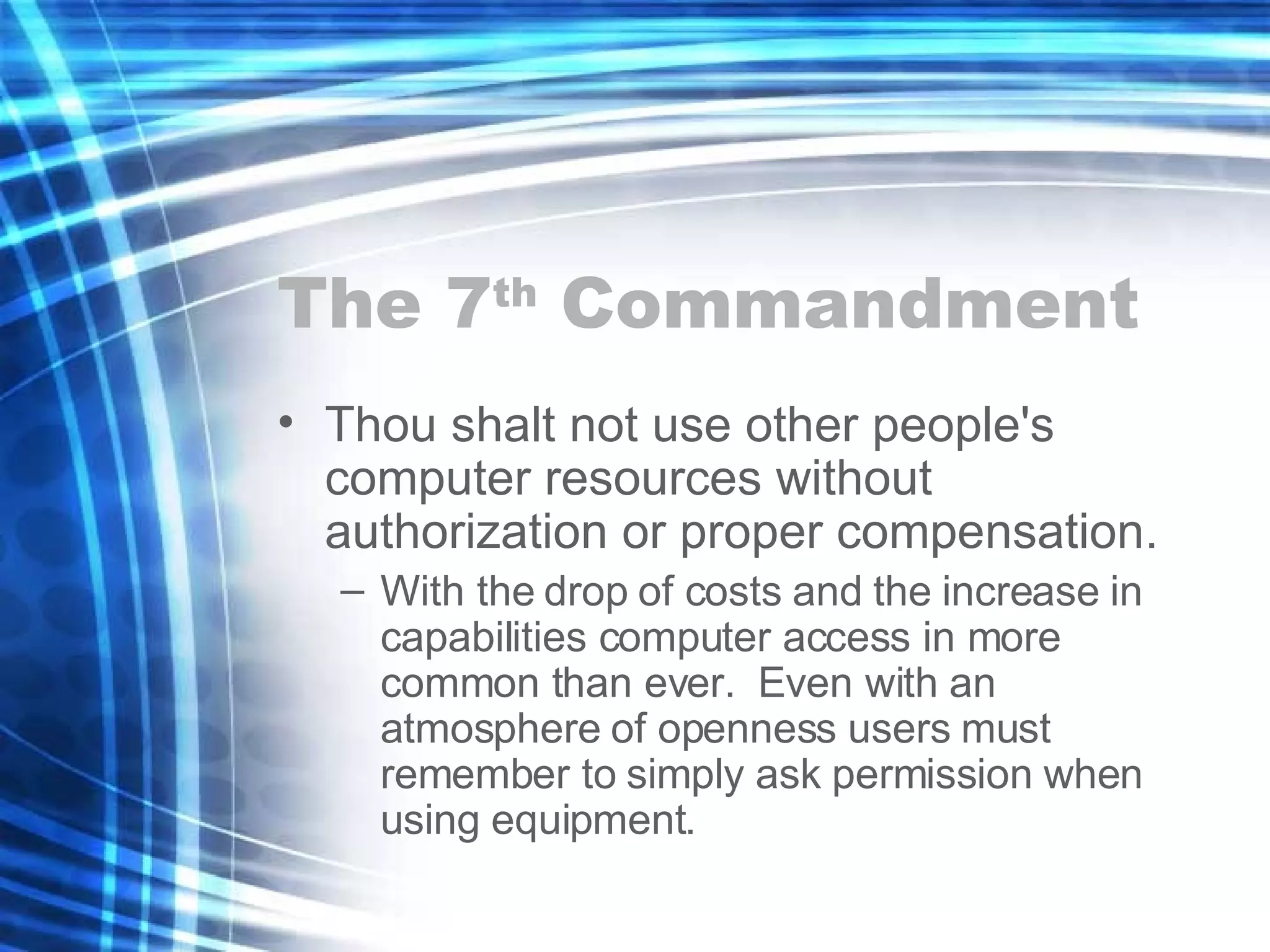 The 10 Commandments of Computer Ethics | PPT