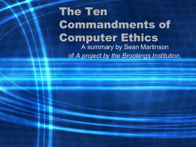 The 10 Commandments of Computer Ethics | PPT