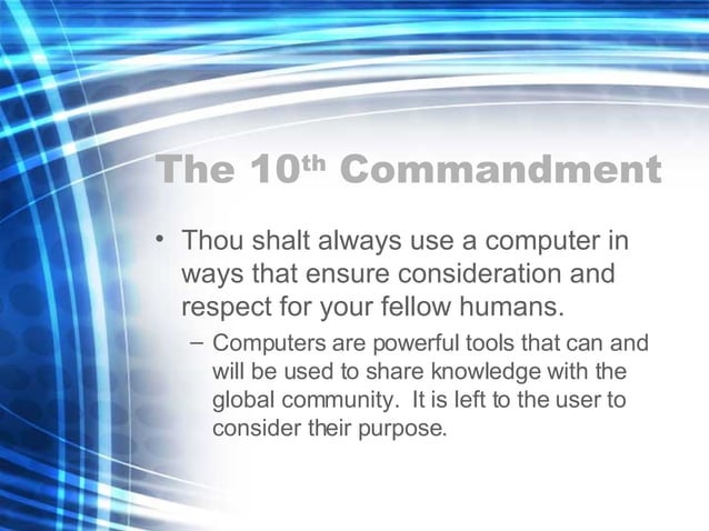 The 10 Commandments of Computer Ethics | PPT