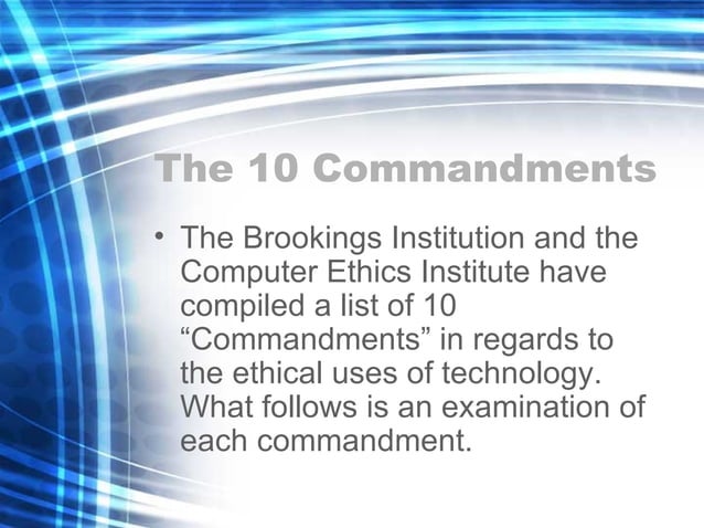The 10 Commandments of Computer Ethics | PPT