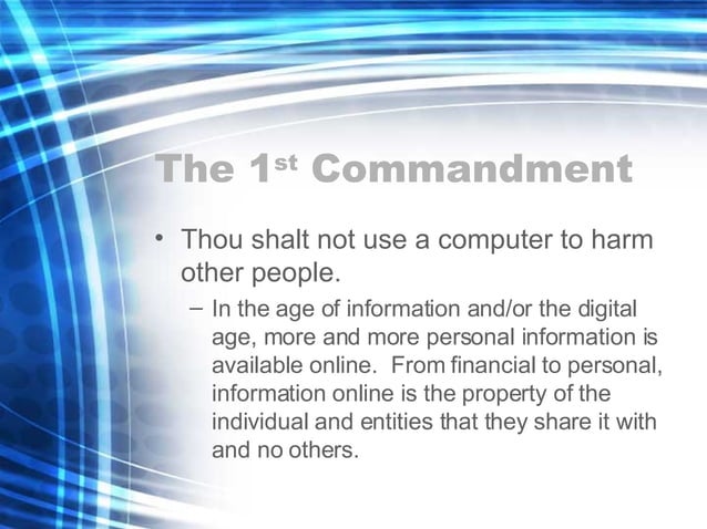 The 10 Commandments of Computer Ethics | PPT