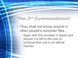 The 10 Commandments of Computer Ethics | PPT