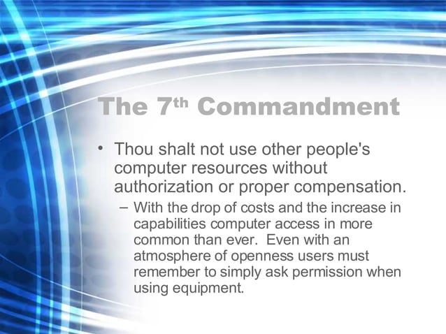 The 10 Commandments of Computer Ethics | PPT