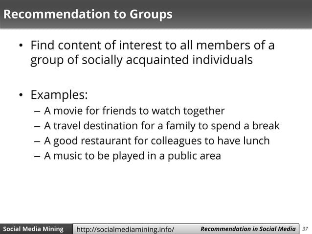 Social Media Mining - Chapter 9 (Recommendation in Social Media) | PPTX ...