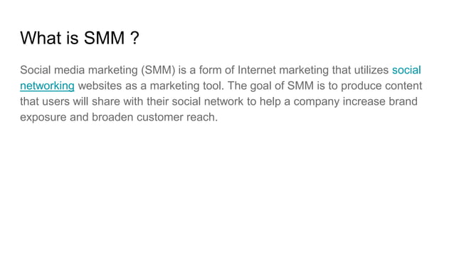 Social Media Marketing (SMM) | PPTX | Social Networking | Internet