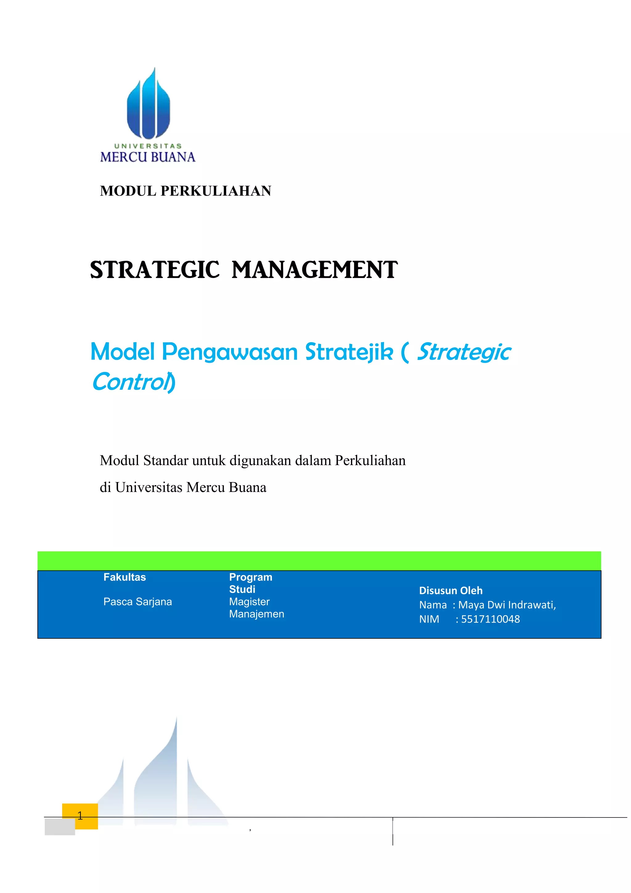Sm, maya dwi indrawati , prof.dr.hapzi ali, cma, resume minggu ke 15 model pengawasan stratejik ...