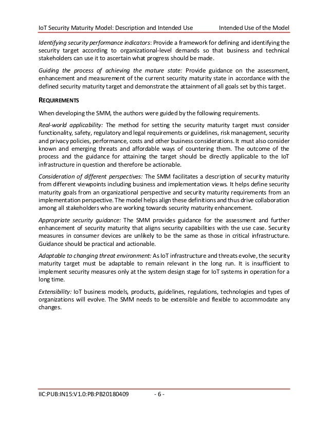 IIC IoT Security Maturity Model: Description and Intended Use