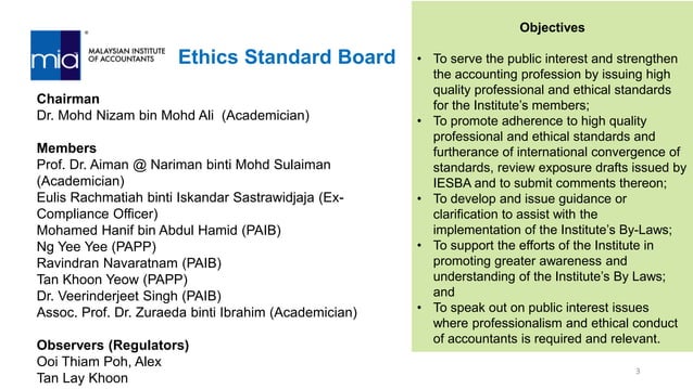 IFAC-MIA Malaysia Code of Ethics workshop | PPT
