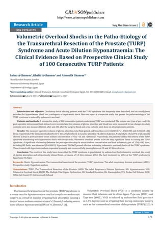 Volumetric Overload Shocks in the Patho-Etiology of the Transurethral ...