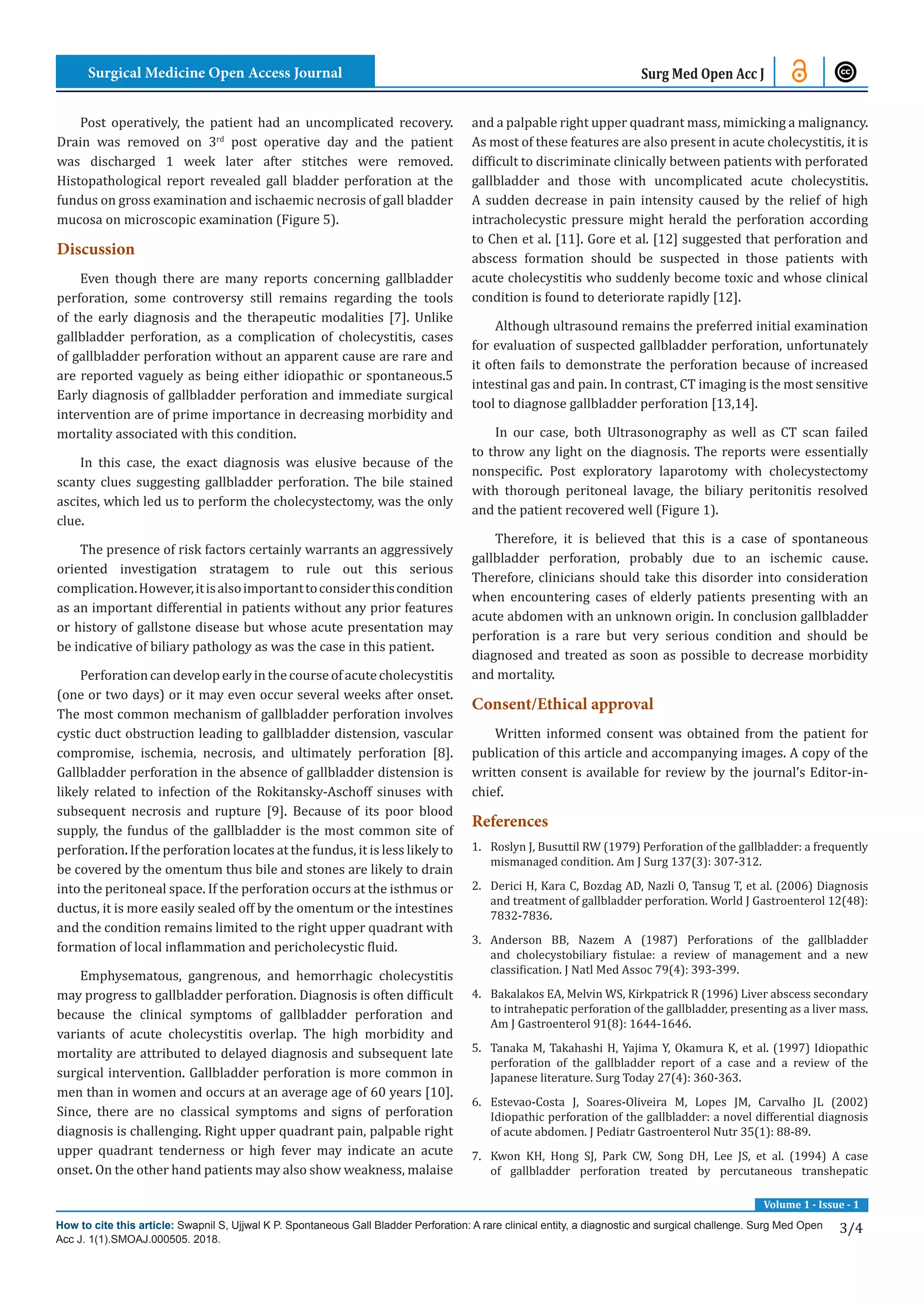 Spontaneous Gall Bladder Perforation: A rare clinical entity, a ...