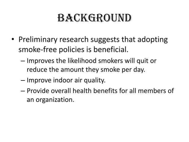 Smoke Free Workplace Policies | PPTX