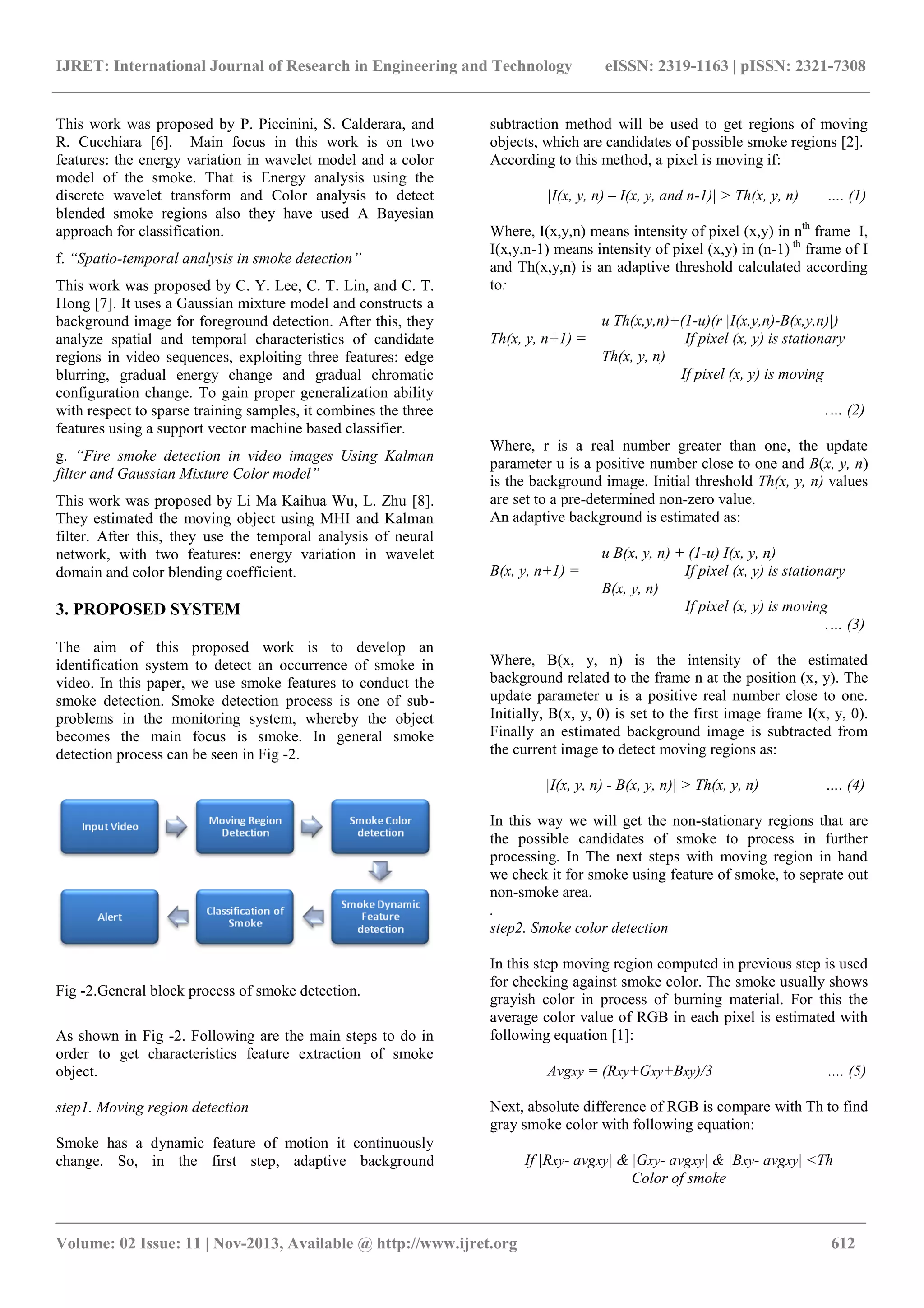 Smoke Detection In Video For Early Warning Using Static And Dynamic Features Pdf Indoor