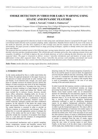 Smoke detection in video for early warning using static and dynamic ...