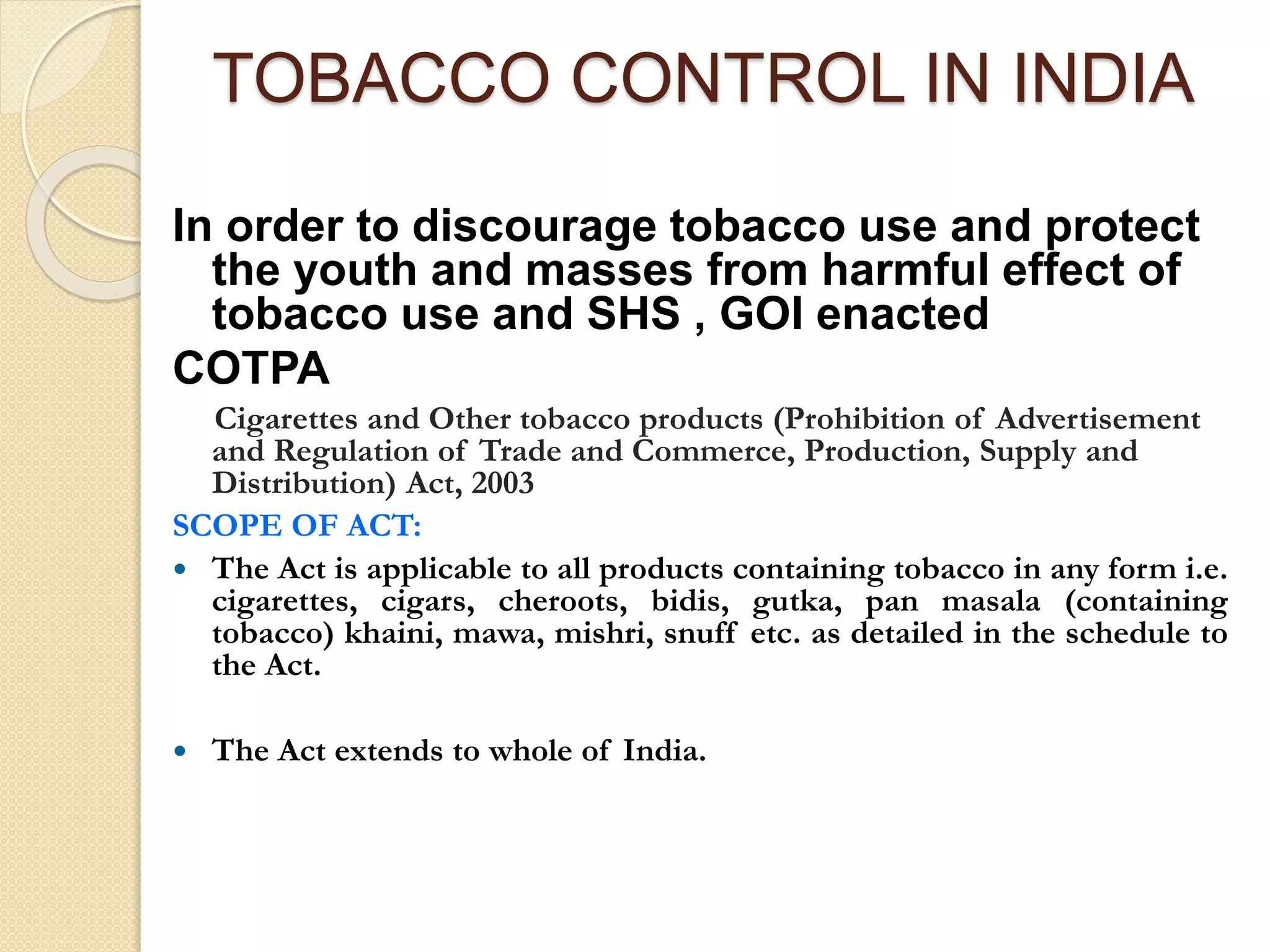 Smokeless tobacco and cotpa | PPTX