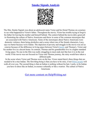 Smoke Signals Essay | PDF
