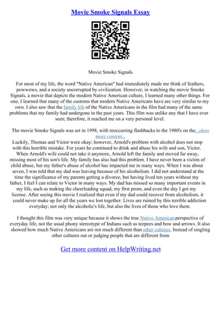 Smoke Signals Essay | PDF