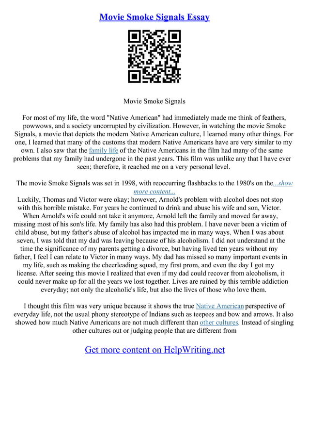 Smoke Signals Essay | PDF