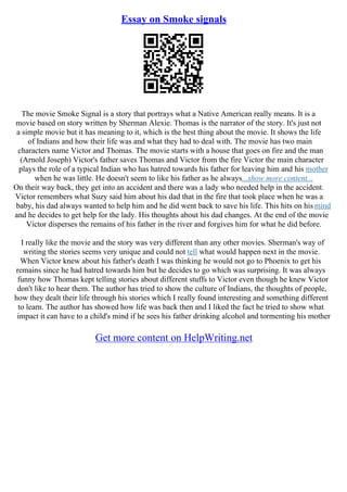 Smoke Signals Essay | PDF
