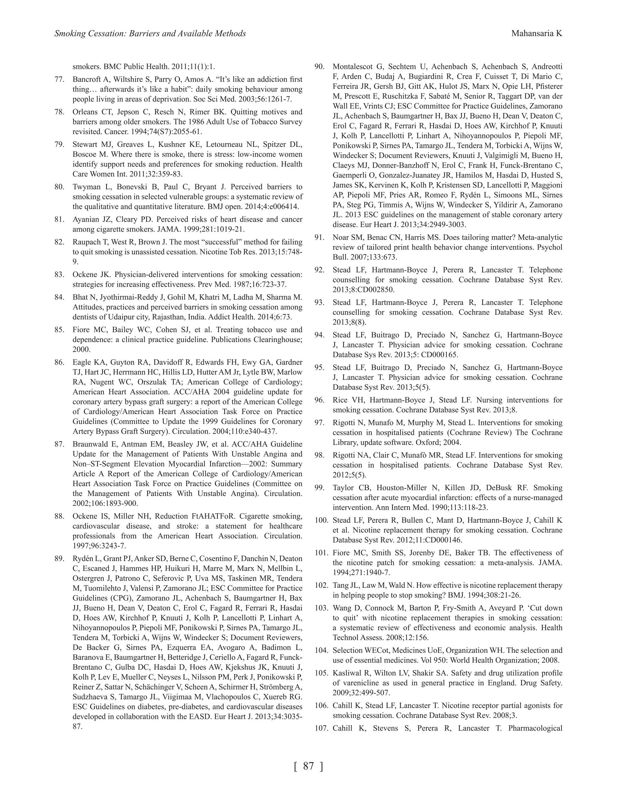 Smoking Cessation: Barriers and Available Methods | PDF